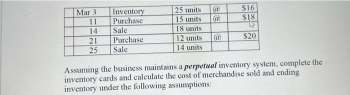 Solved Assuming the business maintains a perpetual inventory | Chegg.com