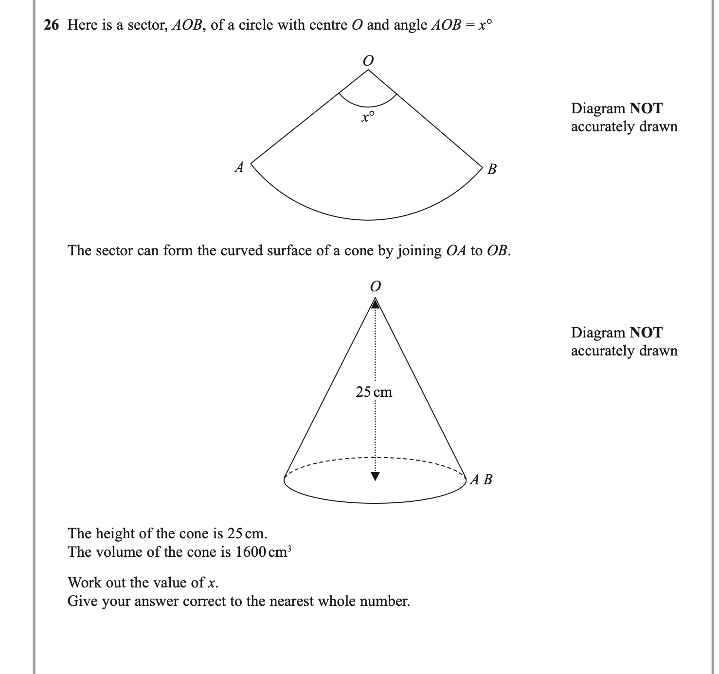 Solved 26 ﻿Here is a sector, AOB, of a circle with centre O | Chegg.com