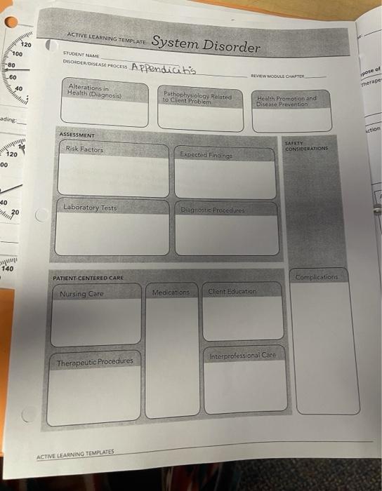 Solved ACTIVE LEARNING TEMPLATE 120 System Disorder DISORDER | Chegg.com