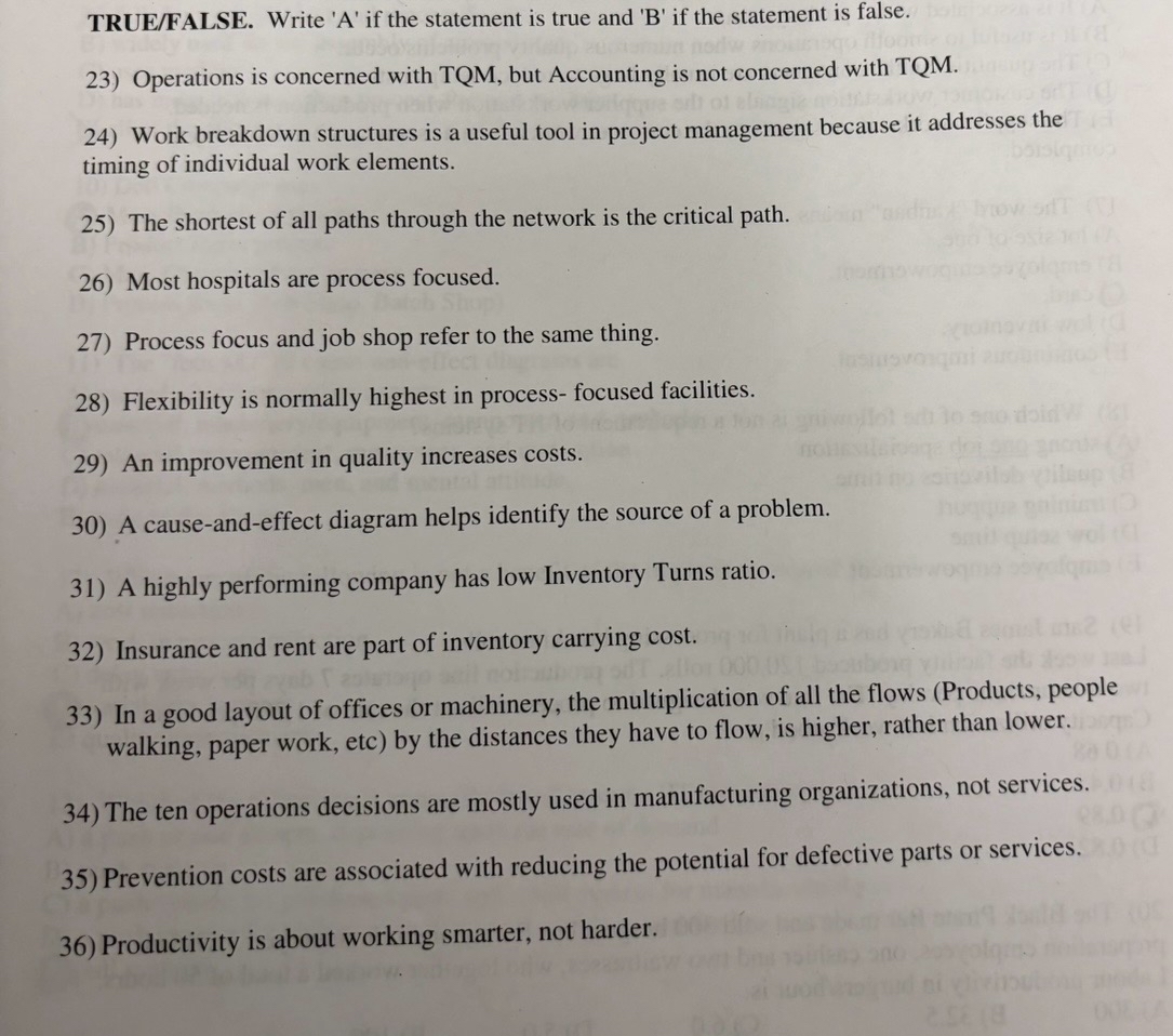 Solved TRUE/FALSE. ﻿Write ' A ' ﻿if the statement is true | Chegg.com