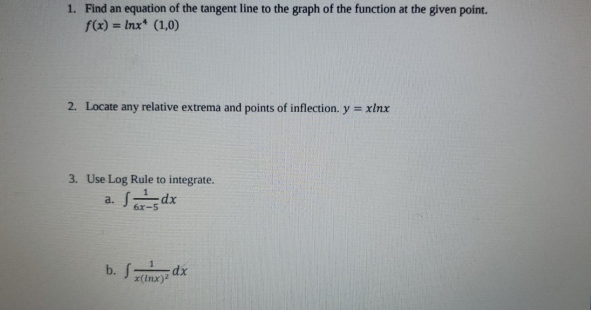 Solved 1. Find an equation of the tangent line to the graph | Chegg.com