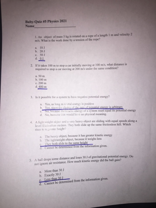 Solved Baby-Quiz #5 Physics 2021 Name 1. An object of mass 5 | Chegg.com