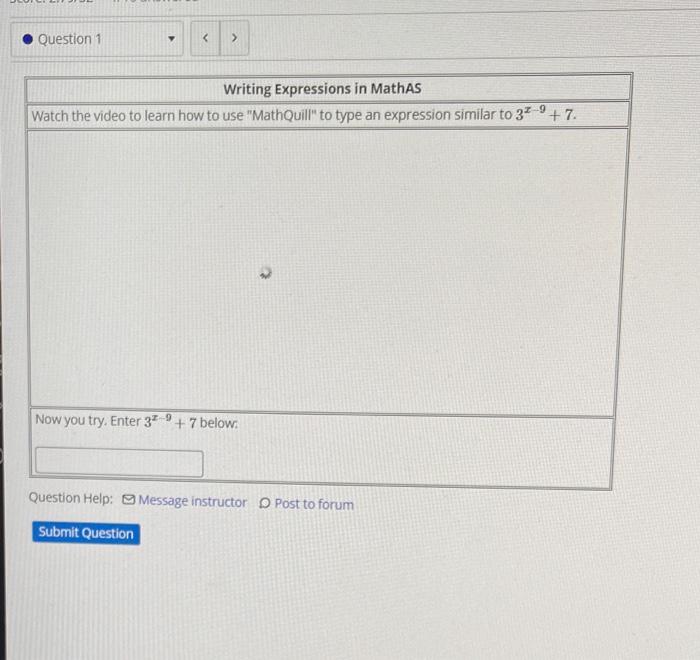 Question 1 Writing Expressions in MathAS Watch the | Chegg.com