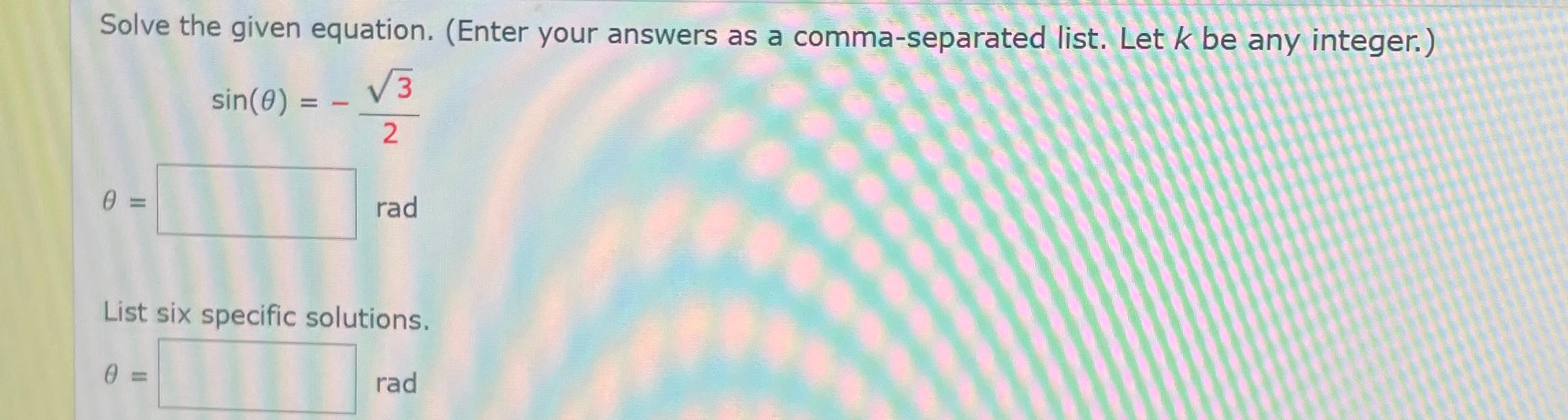 Solved Solve the given equation. (Enter your answers as a | Chegg.com