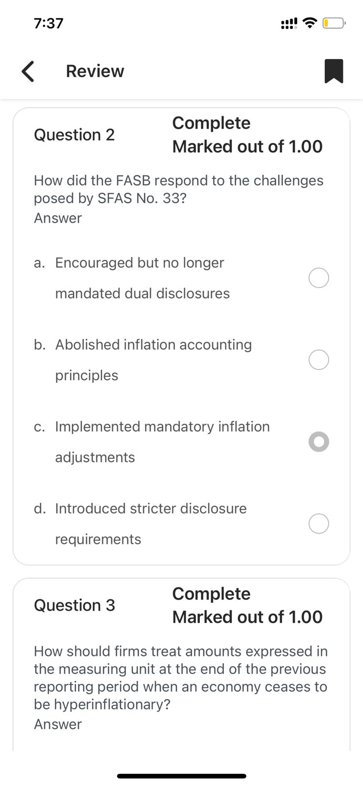 Solved Question 2CompleteMarked out of 1.00How did the FASB | Chegg.com