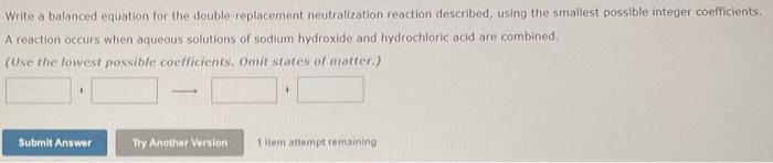 Solved Write a balanced equation for the double-replacement | Chegg.com
