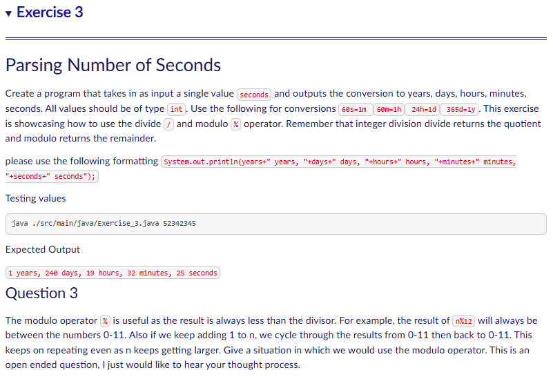 Solved Parsing Number of Seconds Create a program that takes | Chegg.com