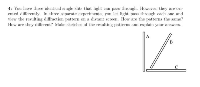 Solved 4: You have three identical single slits that light | Chegg.com