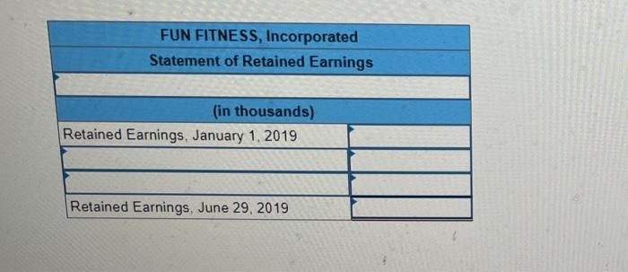 Solved FUN FITNESS, Incorporated Income Statement (in | Chegg.com