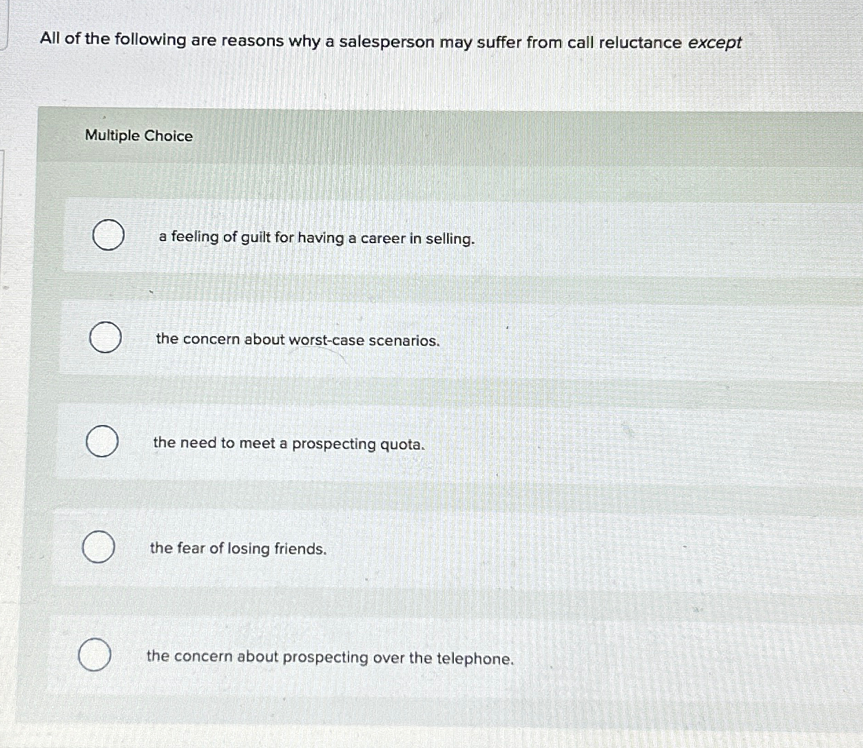 Solved All of the following are reasons why a salesperson | Chegg.com