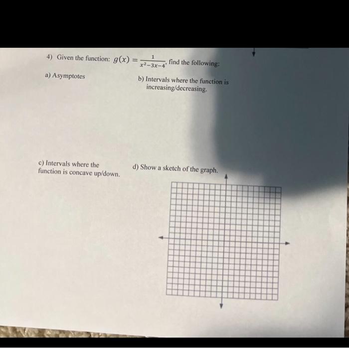 Solved 4) Given the function: g(x)=x2−3x−41, find the | Chegg.com