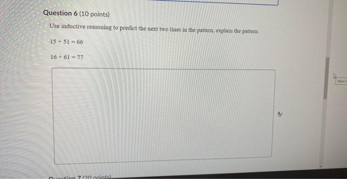 Solved Use inductive reasoning to predict the next two lines | Chegg.com