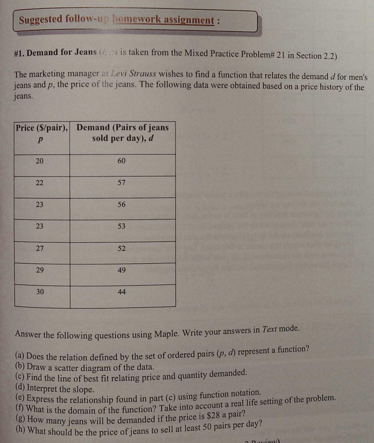 Solved Suggested follow-up homework assignment:#1. ﻿Demand | Chegg.com