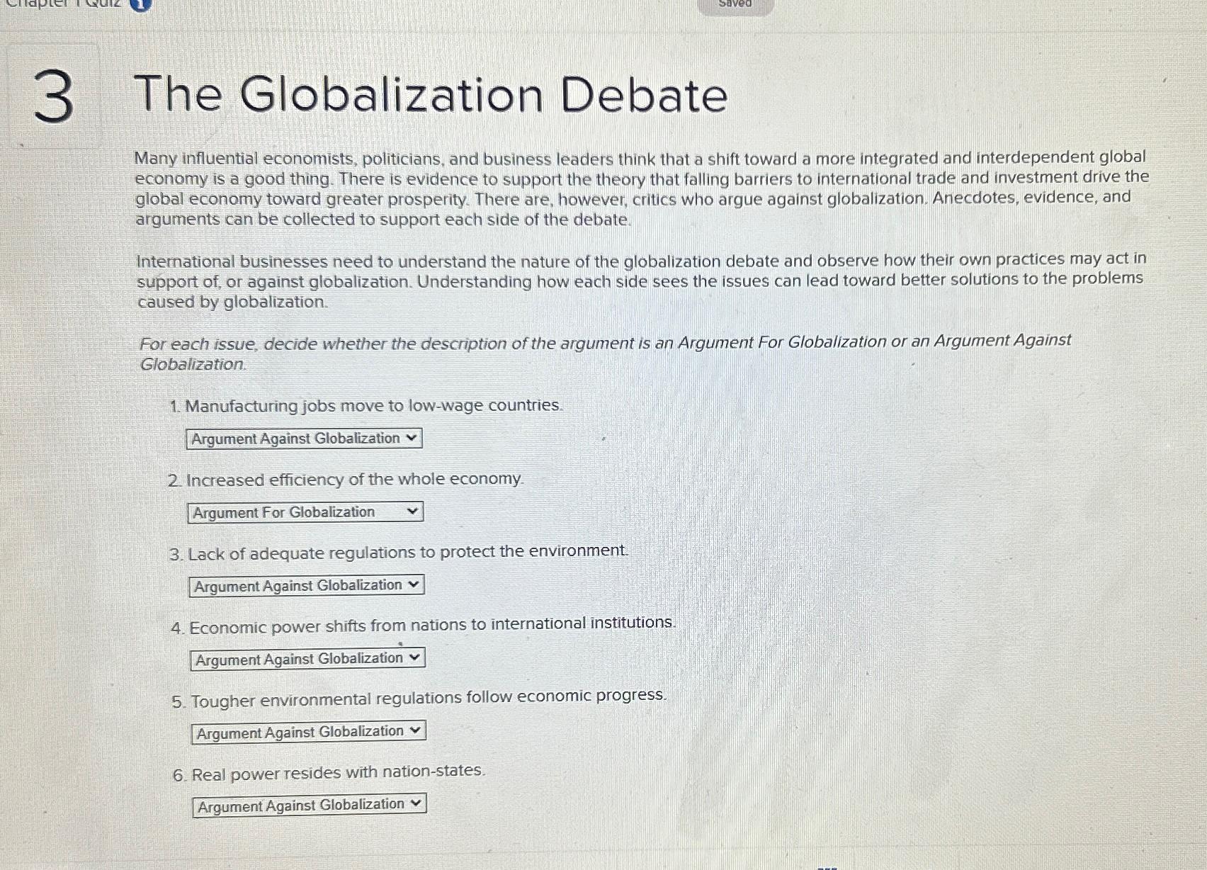 Solved 3 ﻿The Globalization DebateMany influential | Chegg.com