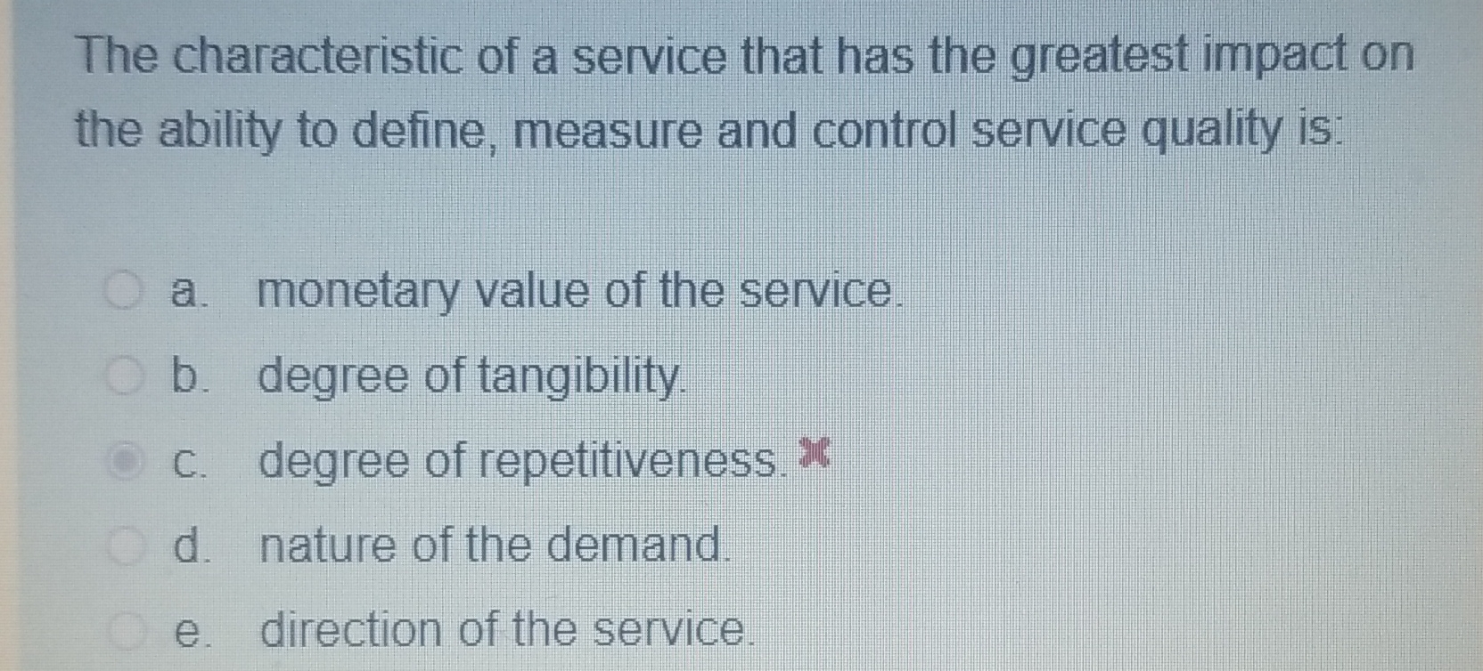 Solved The characteristic of a service that has the greatest | Chegg.com
