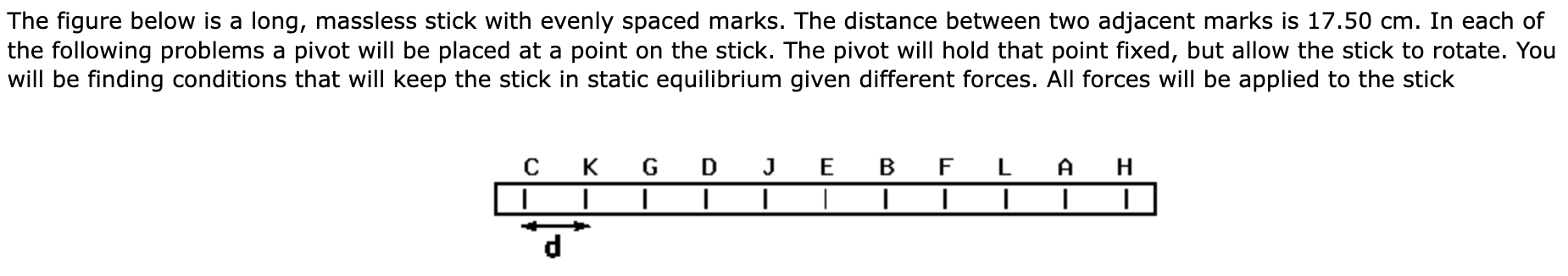 Solved The figure below is a long, massless stick with | Chegg.com