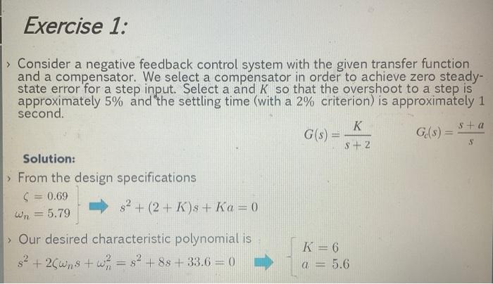 Solved Consider a negative feedback control system with the | Chegg.com