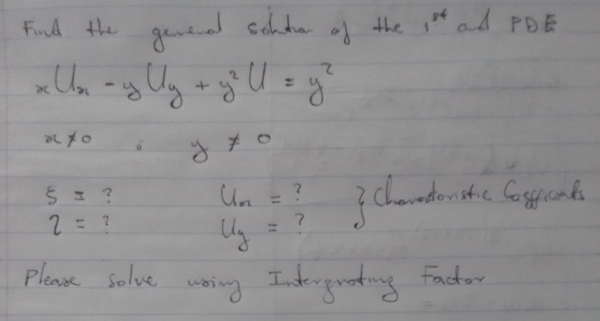Solved Find the gevend solation of the 1st and PDE | Chegg.com