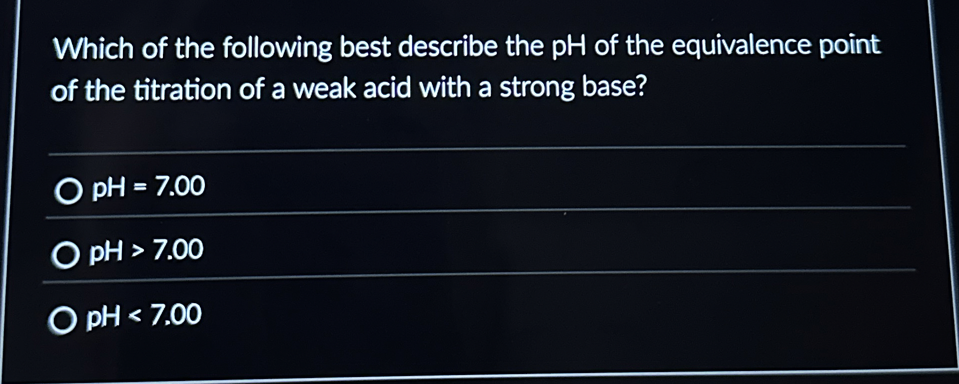Solved Which of the following best describe the pH of the | Chegg.com