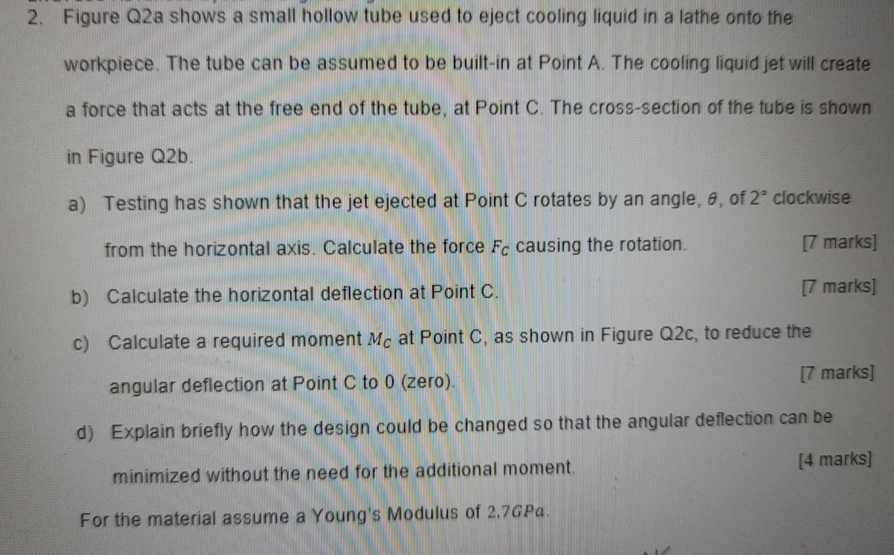 Solved 2. Figure Q2a shows a small hollow tube used to eject | Chegg.com