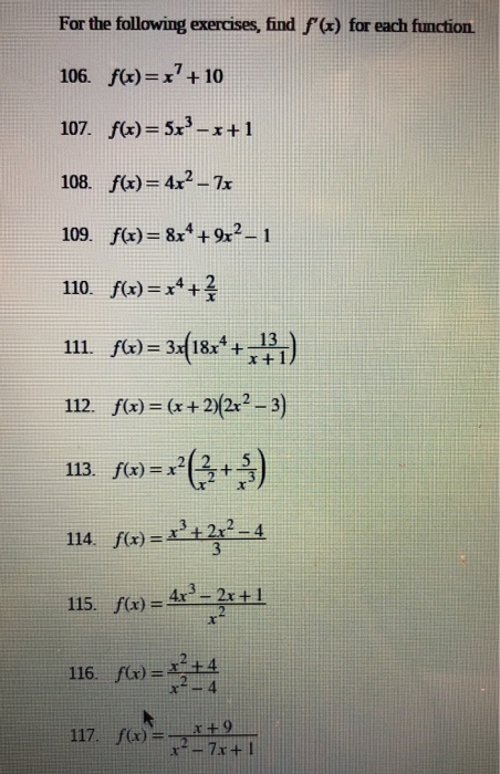 Solved For the following exercises, find f'(x) for each | Chegg.com