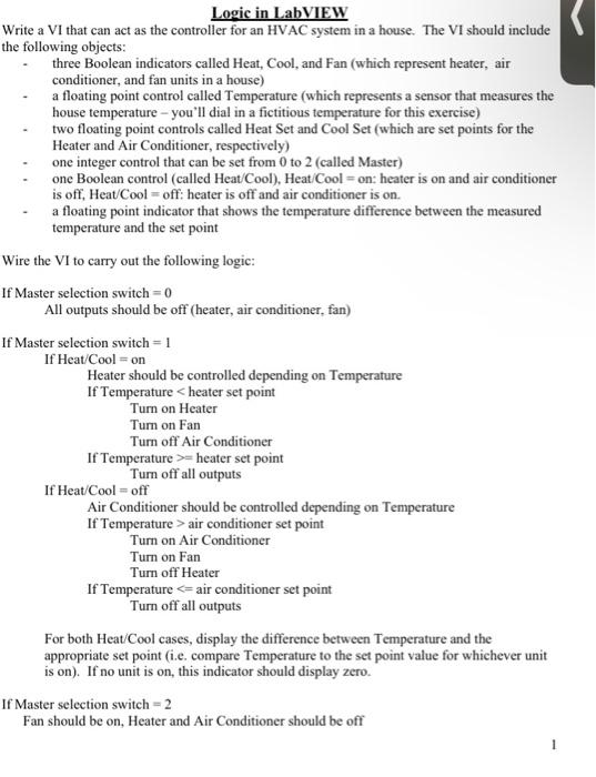 Solved Logic in LabVIEW Write a VI that can act as the | Chegg.com