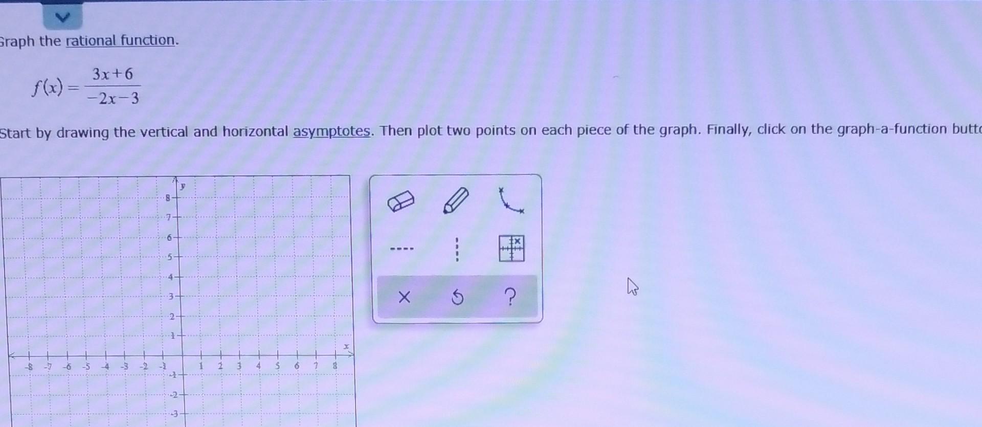 Solved Graph the rational function. f(x) = 3x + 6 - 2x-3 | Chegg.com