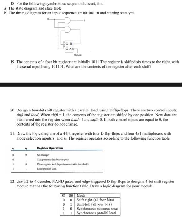 Solved 18. For the following synchronous sequential circuit, | Chegg.com