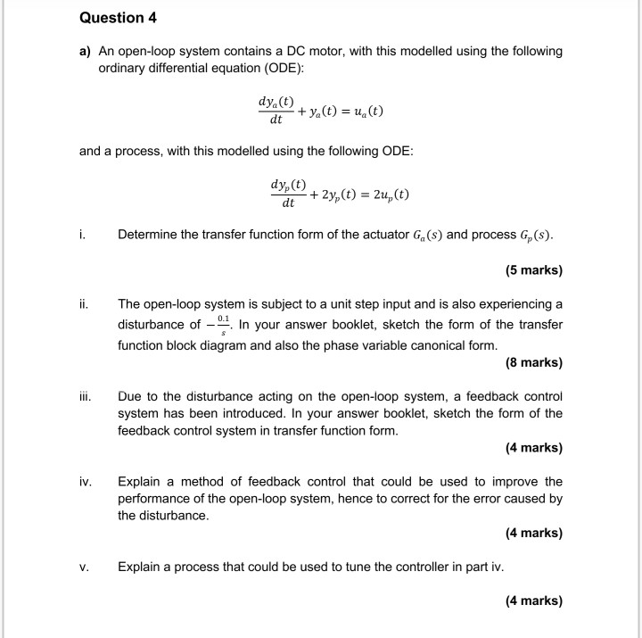Solved Question 4 a) An open-loop system contains a DC | Chegg.com