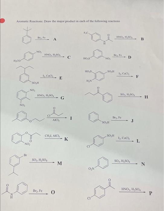 Solved N Aromatic Reactions: Draw the major product in each | Chegg.com