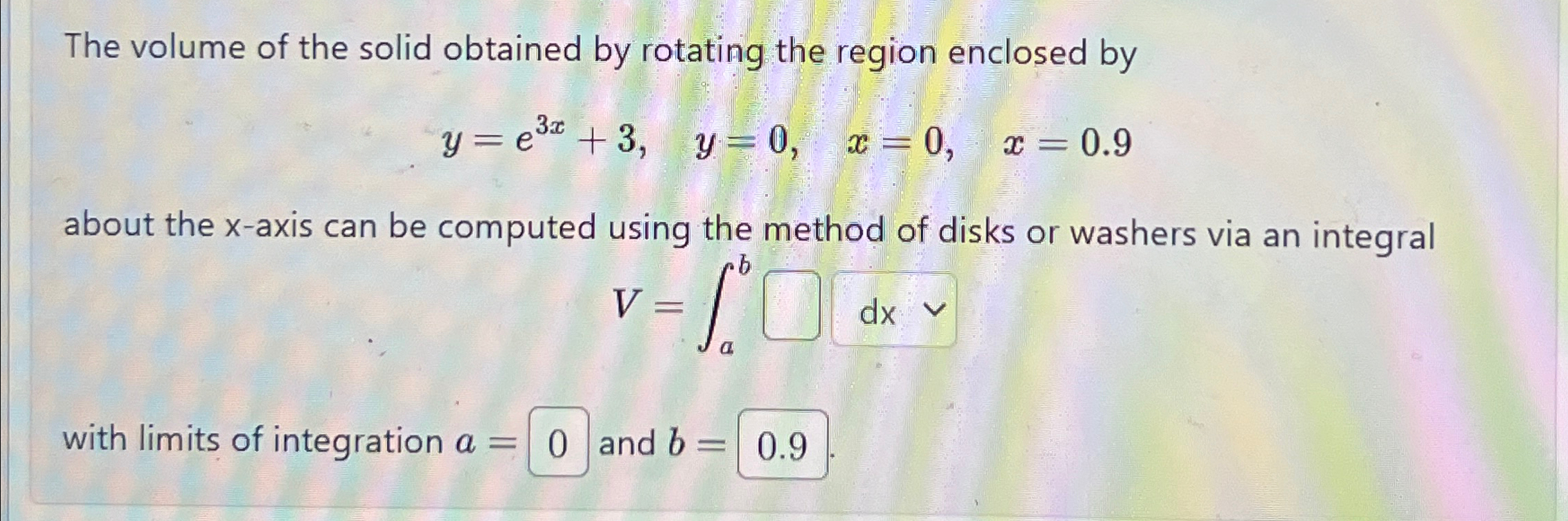Solved The volume of the solid obtained by rotating the | Chegg.com