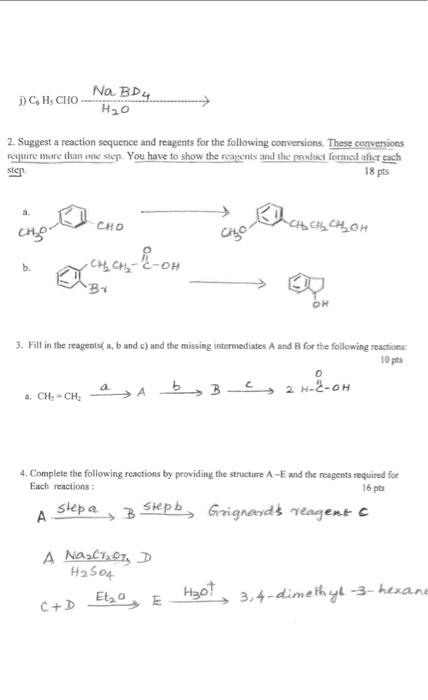 Solved j) 2. Suggest a reaction sequence and reagents for | Chegg.com