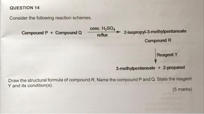 Solved QUESTION 14 Consider the following reaction schemes. | Chegg.com