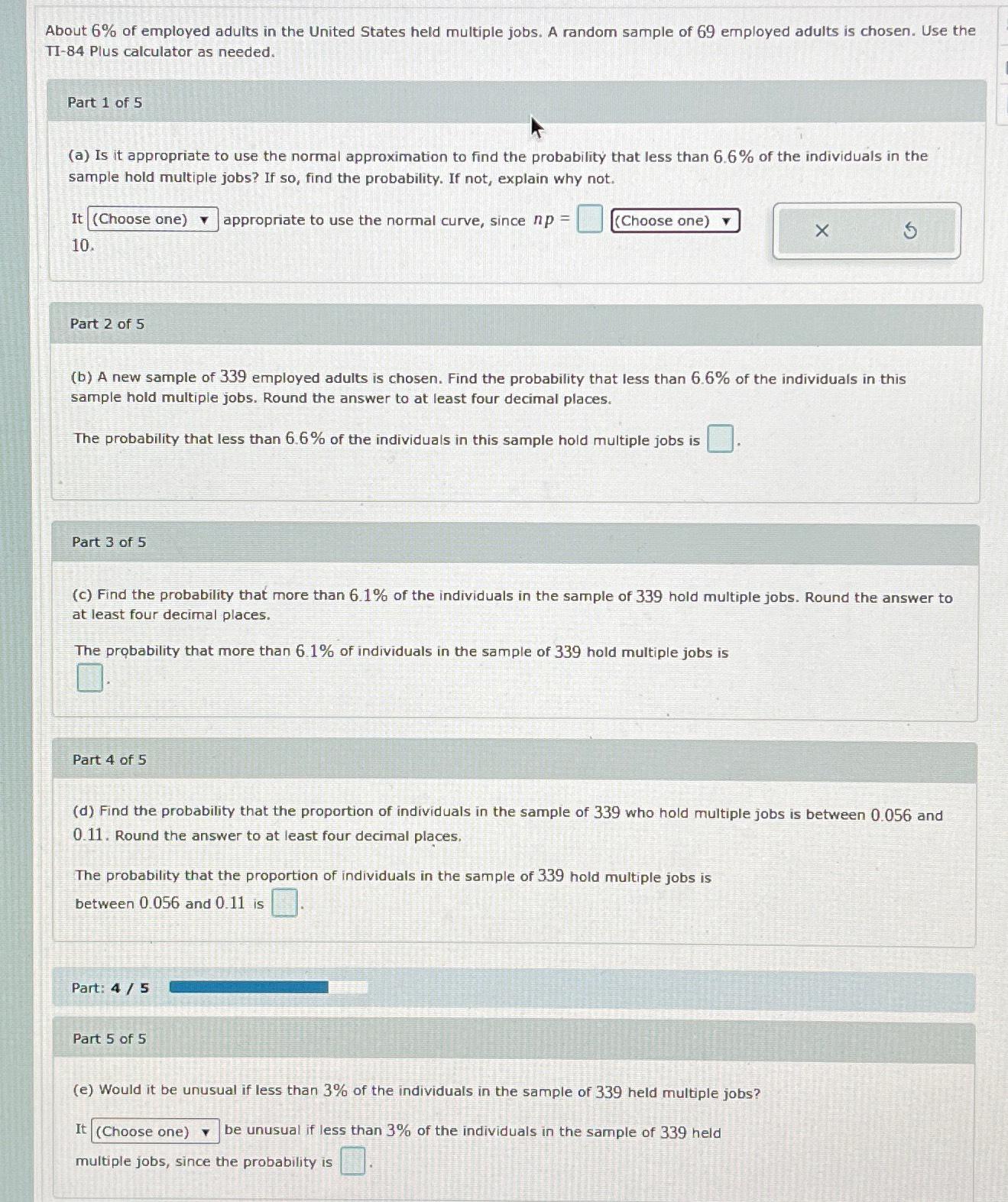 Solved About 6% ﻿of employed adults in the United States | Chegg.com