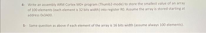 Solved 4 Write An Assembly Arm Cortex Mo Program