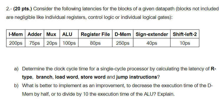 Solved Consider the following latencies for the blocks of a | Chegg.com