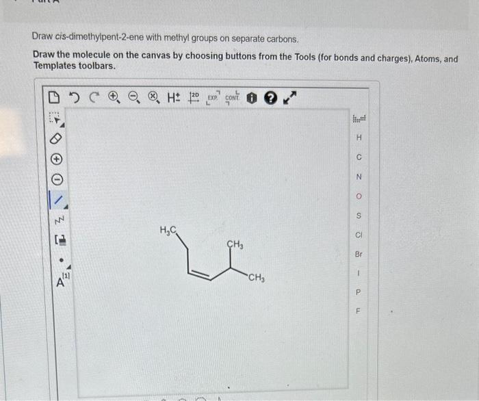 Solved Draw cis-dimethyipent-2-ene with methyl groups on | Chegg.com