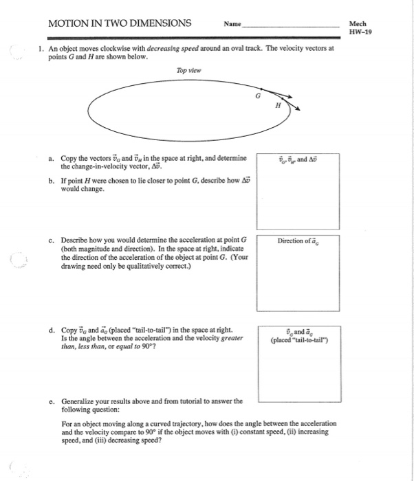 Motion in two dimensions Name Mech HW-21 3. Some | Chegg.com