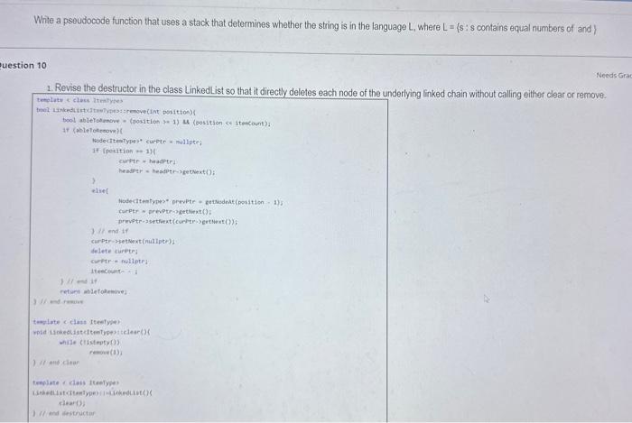 Solved Wite A Pseudocode Function That Uses A Stack That 