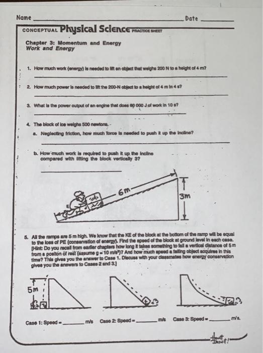 Solved Date Name CONCEPTUAL Physical Science CHICKE Chapter | Chegg.com