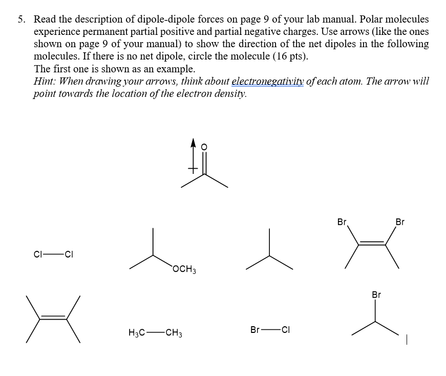 Solved Read the description of dipole-dipole forces on page | Chegg.com