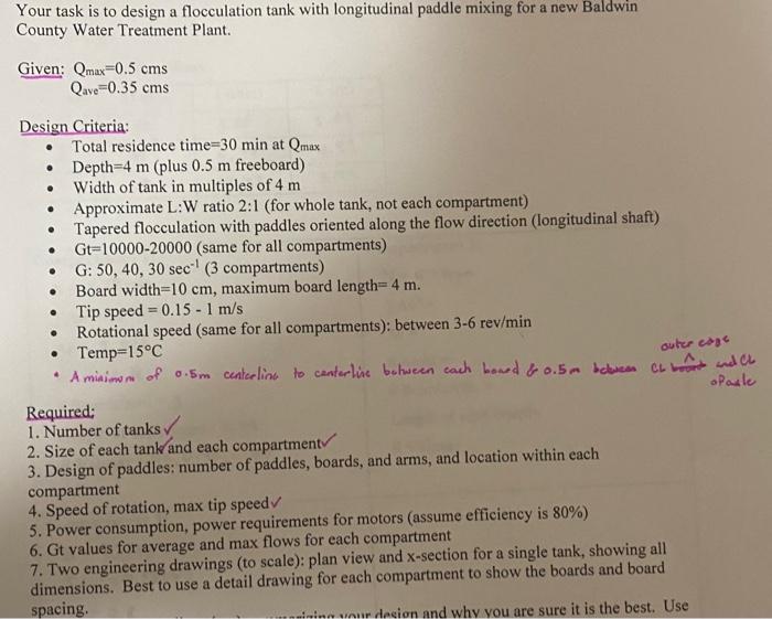 Solved Your task is to design a flocculation tank with | Chegg.com