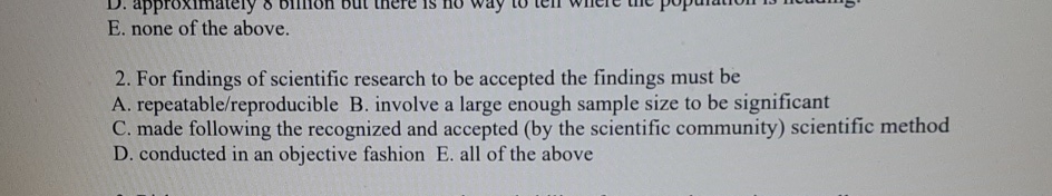 Solved E. ﻿none of the above.2. ﻿For findings of scientific | Chegg.com