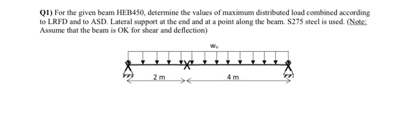 Solved Q1) ﻿For the given beam HEB450, ﻿determine the values | Chegg.com