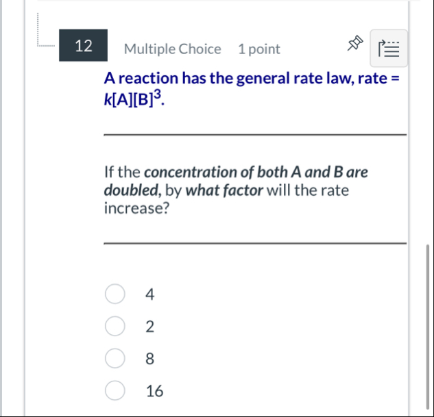 Solved Multiple Choice1 ﻿pointA reaction has the general | Chegg.com