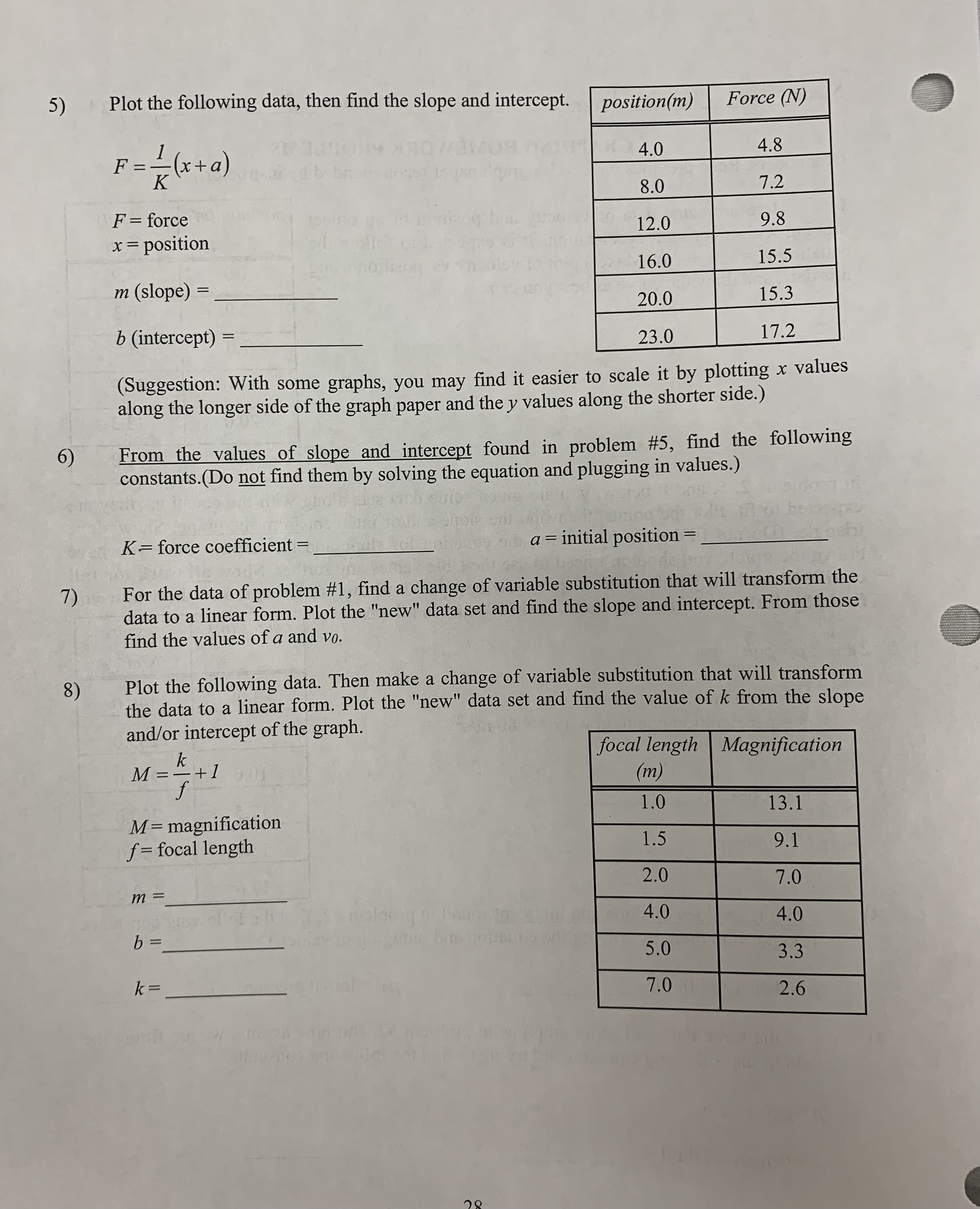 Solved by an EXPERT Plot the following data, then find the slope and | Chegg.com