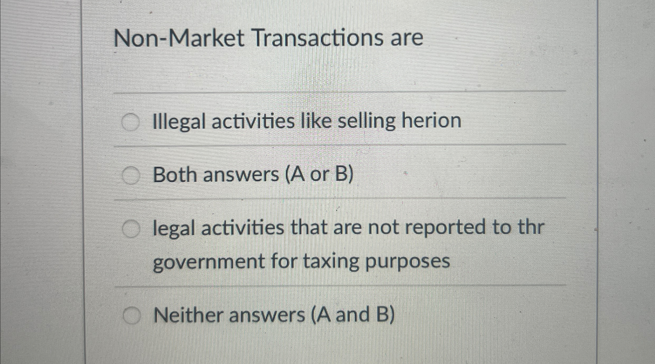 Solved Non-Market Transactions areIllegal activities like | Chegg.com