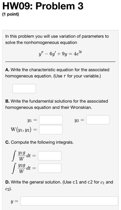 Solved HW09: Problem 3 (1 point) In this problem you will | Chegg.com