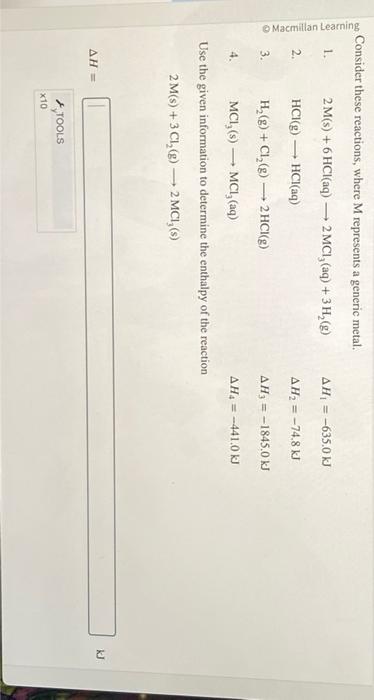 Solved Consider these reactions, where M represents a | Chegg.com