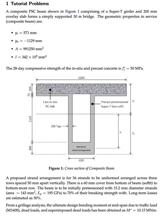 1 Tutorial Problems A Composite Psc Beam Shown In